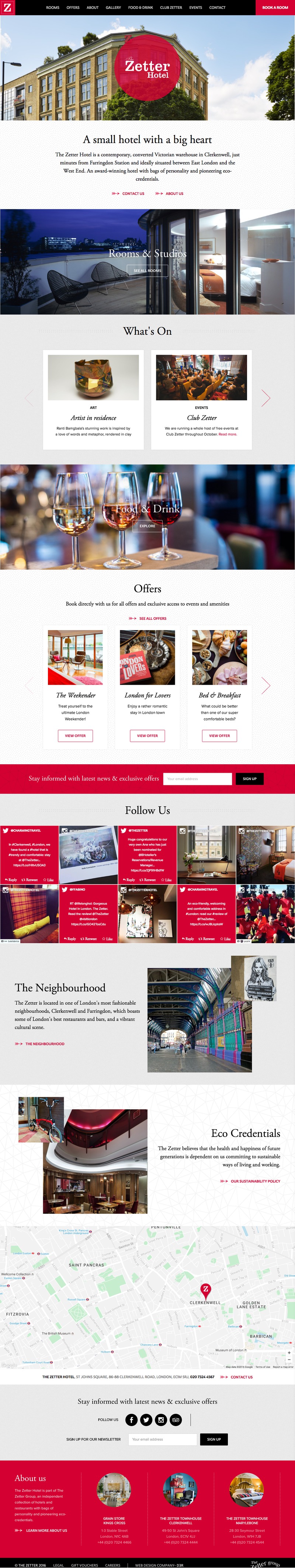 The Zetter | Boutique Hotel Website Design & Development by D3R